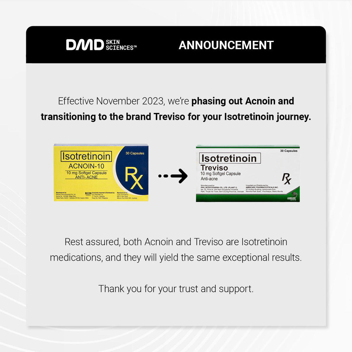 [Rx] ACNOIN Isotretinoin 10mg (Box of 30s) – DMD Skin Sciences